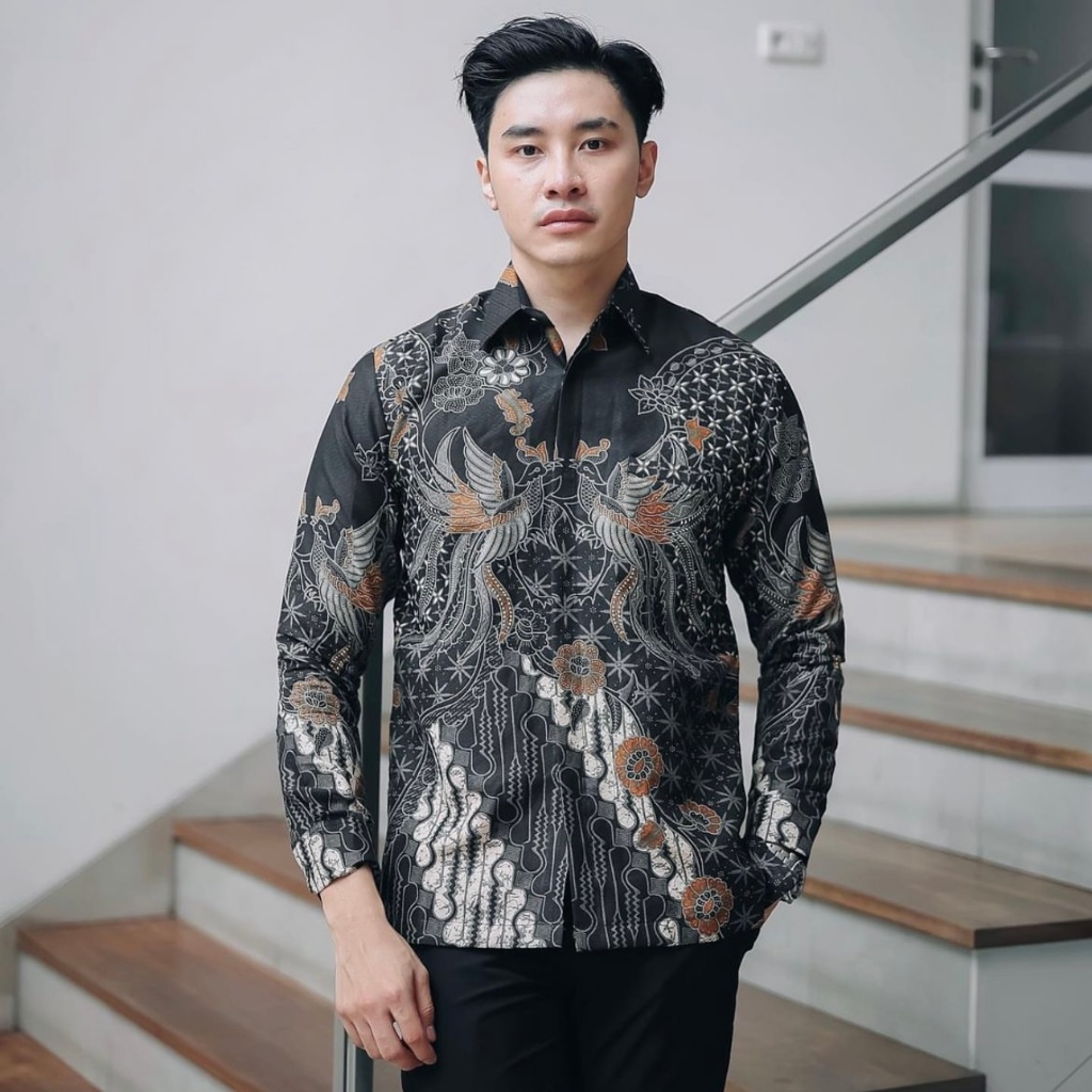 Jual Batik Narendra | Kemeja Batik Pria Alusan Dobby Modern Anak Muda Reguler Lengan Panjang ...