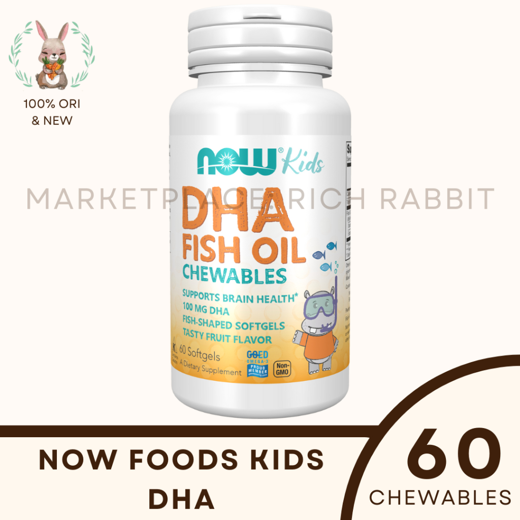 Jual Now Foods Kids Chewables DHA 100 mg Supplement Otak Vitamin Anak ...