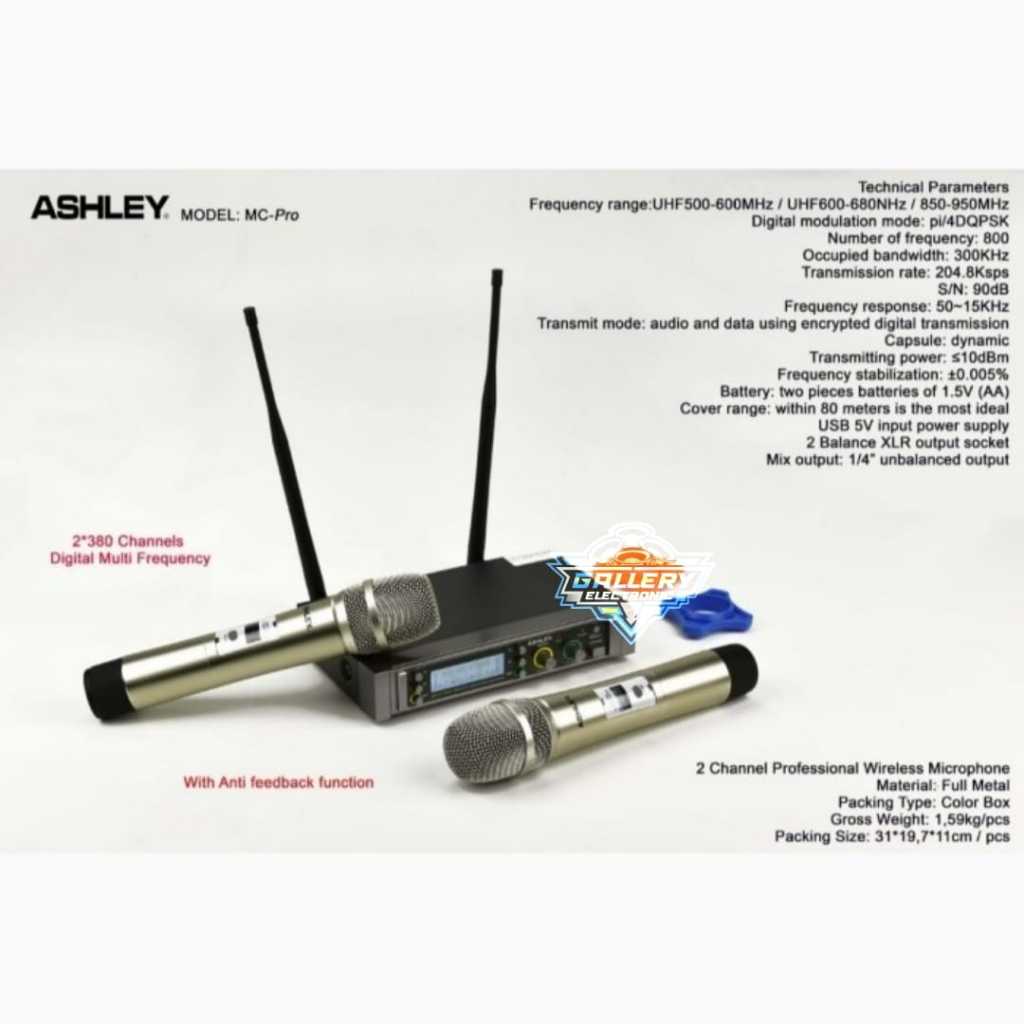 Jual Mic Wireless Model MC-PRO Merk ASHLEY / Microphone MC PRO Original by ASHLEY | Shopee Indonesia