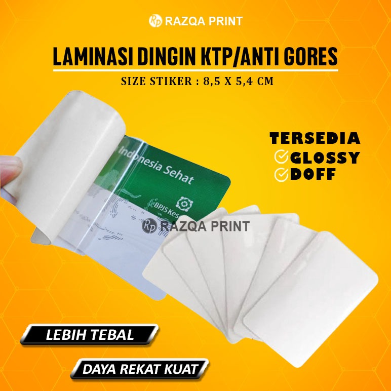 Jual Sticker Laminasi Dingin Glossy dan Doff untuk Anti Gores Kartu KTP ...