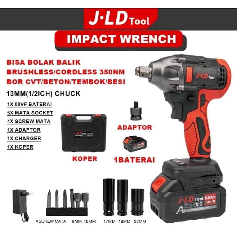 Jual JLD MERAH IMPACT WRENCH CORDLESS TOOL 48V 1 BATERAI MESIN PEMBUKA BAUT | Shopee Indonesia
