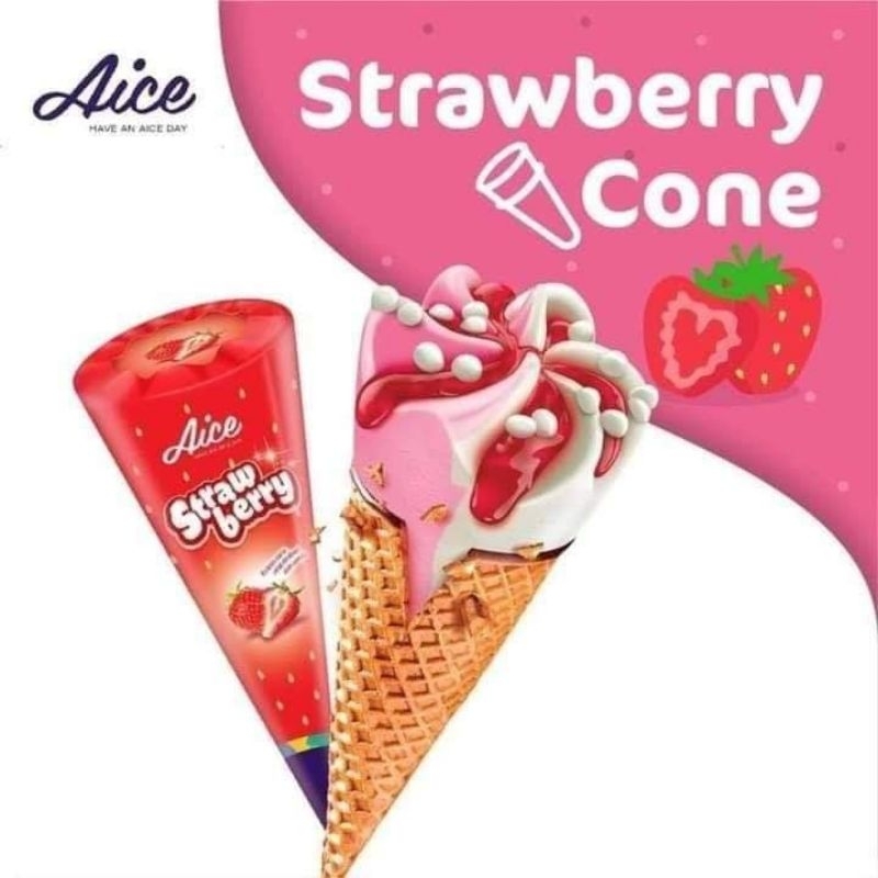 Jual Aice Strawberry Cone New 100 ml | Shopee Indonesia