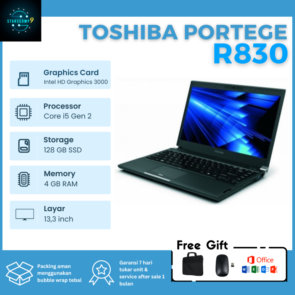 Jual Toshiba Portege R830 Ci5 2620M 4GB 128GB SSD Slim | Shopee Indonesia