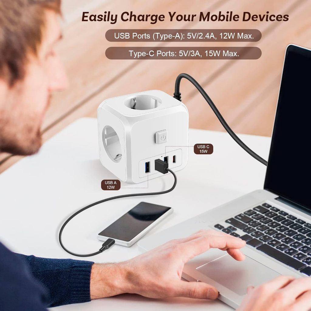 Jual Stop Kontak 7 8 in 1 USB Type C Port kabel Colokan listrik Colokan ...