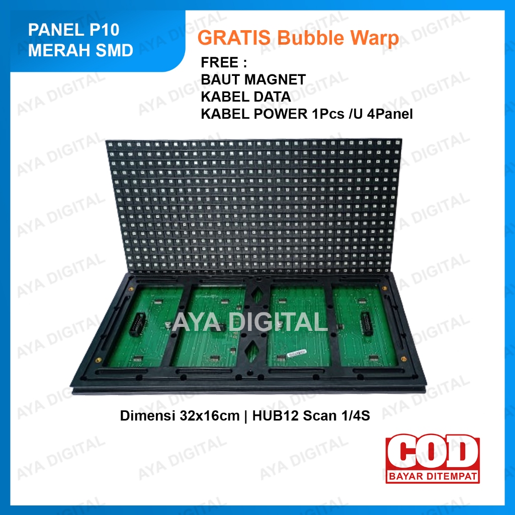 Jual PANEL Module Modul Led P10 Running Text SMD Merah Indoor Semi ...