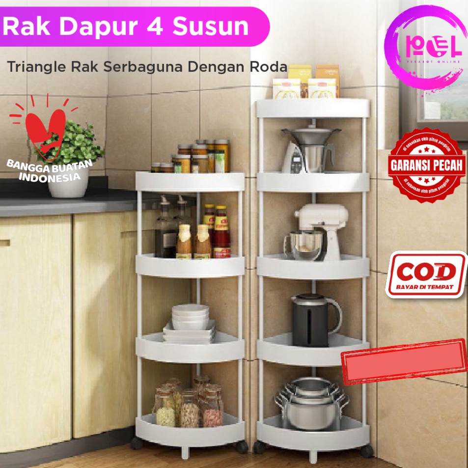 Jual Harga Spesial POL COD Rak Sudut Dapur Plastik 4 Susun Rak Yiyi Rak ...