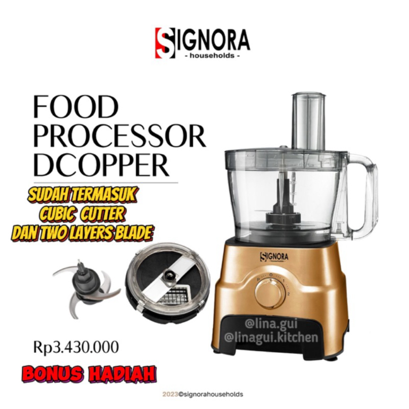 Jual FOOD PROCESSOR DCOPPER SIGNORA + cubic cutter + two layers blade ...