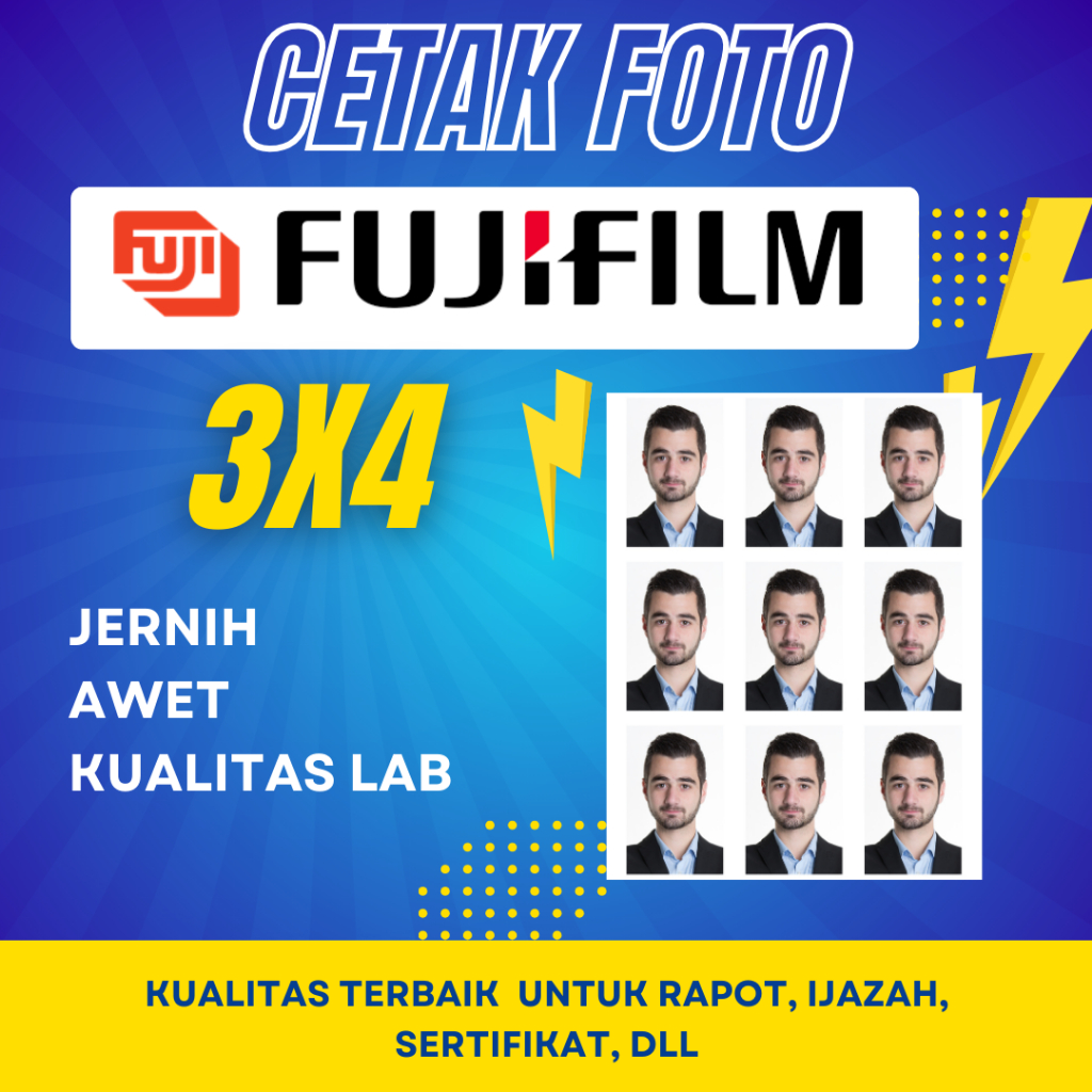 Jual CETAK FOTO 3x4 DOFF FUJIFILM ANTI AIR ANTI LUNTUR RAPOT IJAZAH SERTIFIKAT | Shopee Indonesia