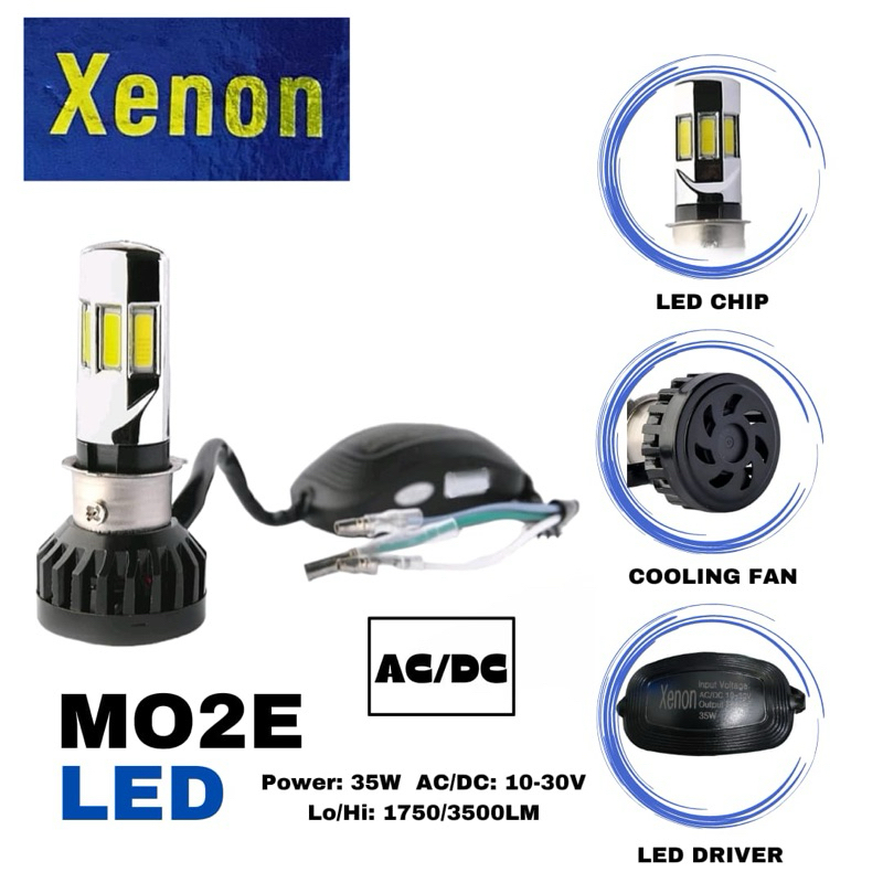 Jual Lampu Led Motor xenon H4 H6 6 Sisi M02E AC/DC 35 Watt Lampu bohlam ...