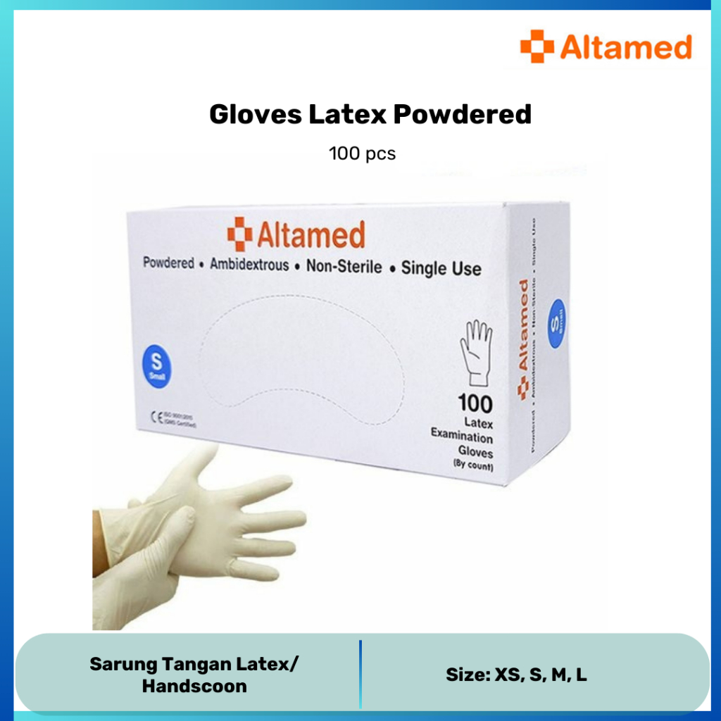 Jual Altamed Gloves Latex Powdered 100 pcs Sarung Tangan Latex ...