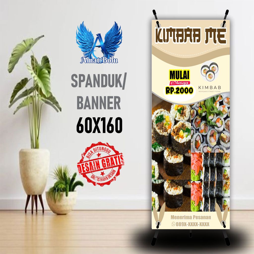 Jual Cetak Banner Cetak Spanduk Kimbab Me Ukuran 60X160 CM BISA REQUEST ...