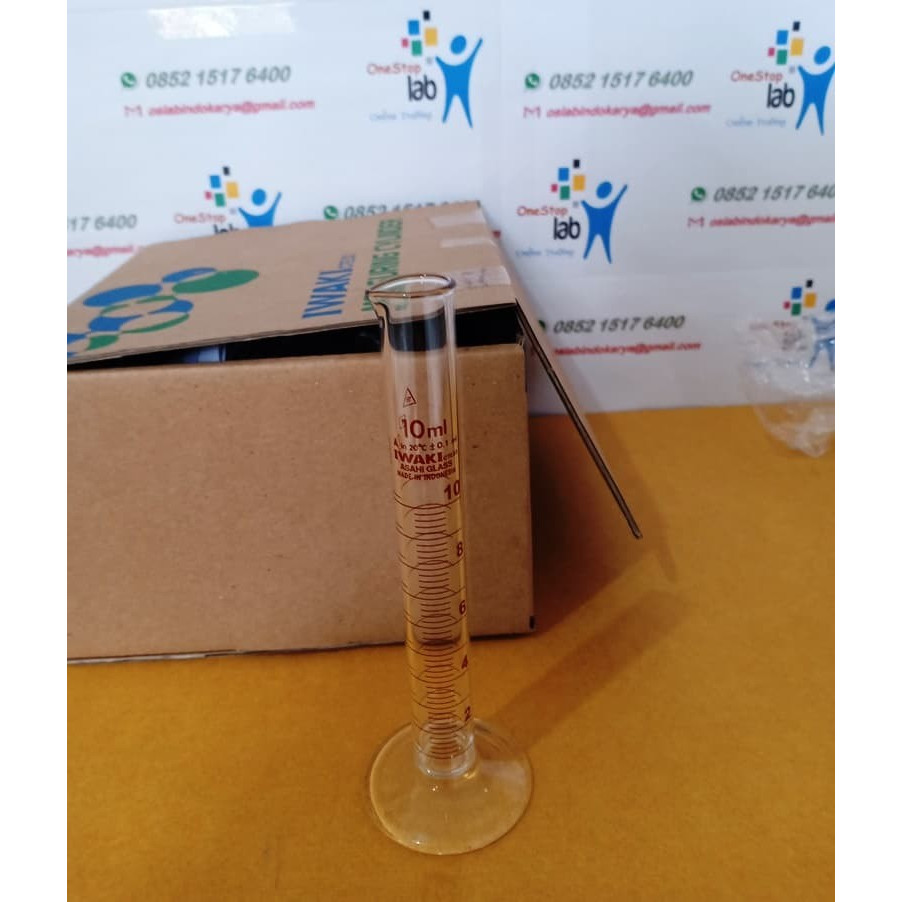 Jual IWAKI Measuring cylinder 10ML IWAKI ASLI class A Gelas ukur 10 ML | Shopee Indonesia