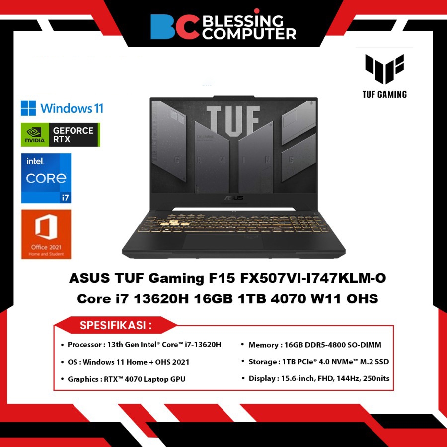 Jual ASUS TUF Gaming F15 FX507VI I747KLM O Core i7 13620H 16GB 1TB 4070 ...