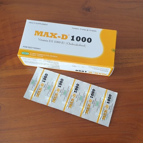 Jual MAX-D VITAMIN D3 1000 IU BOX 100 TABLET | Shopee Indonesia