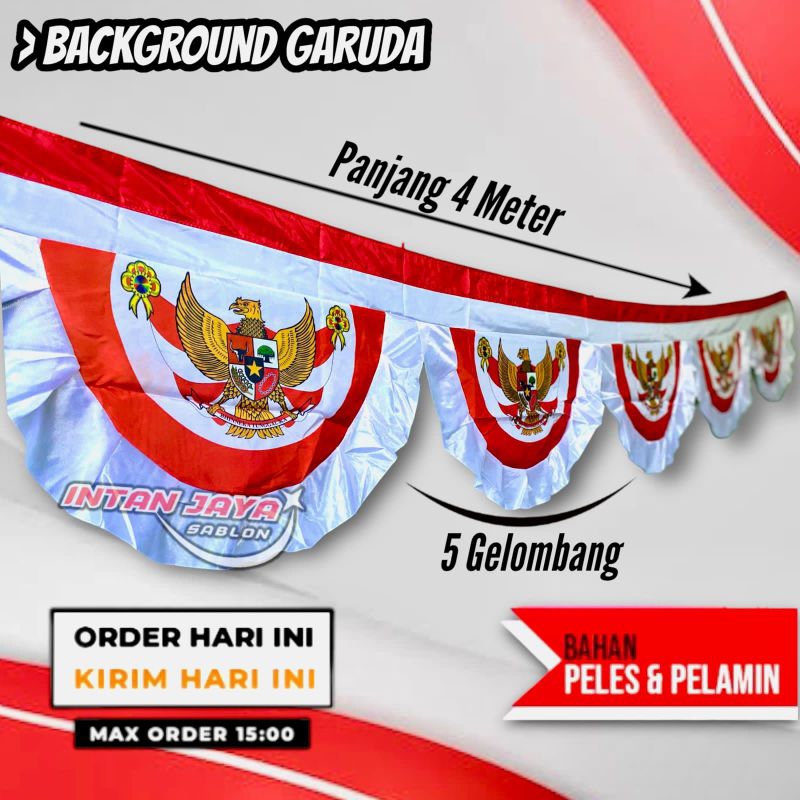 Jual BENDERA MERAH PUTIH BACKGROUND GARUDA CANTIK 5 GELOMBANG/ UMBUL UMBUL GELOMBANG | Shopee ...