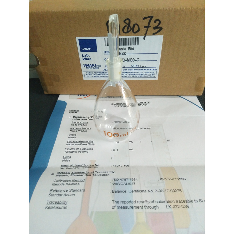 Jual Labu Ukur Clear 100 ml PP Stopper Volumetric Flask class A IWAKI ...
