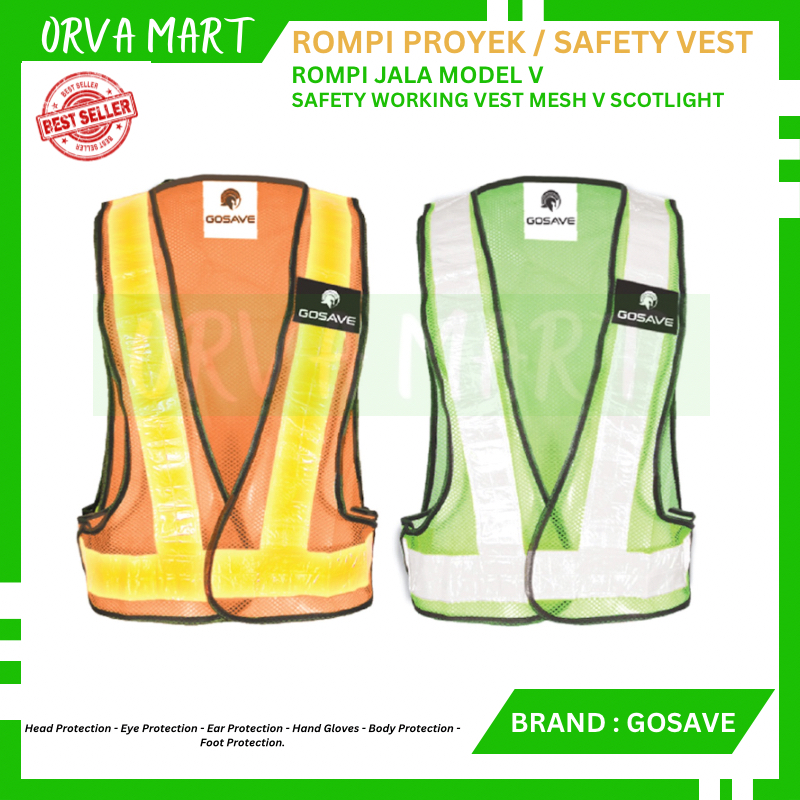 Jual Rompi Safety Proyek Jaring Model V / Safety Vest Jala V Gosave ...