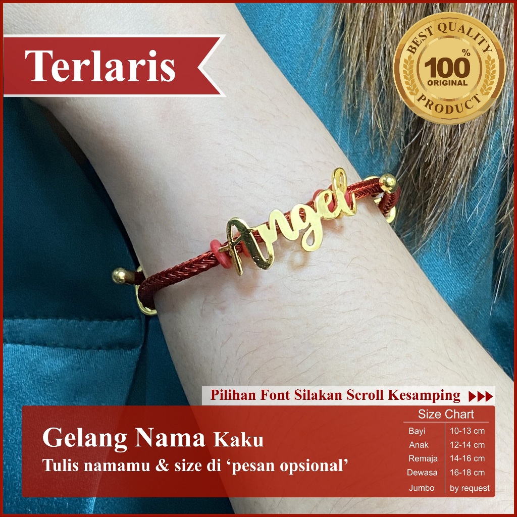 Jual Gelang nama tali gold DEWASA | Shopee Indonesia