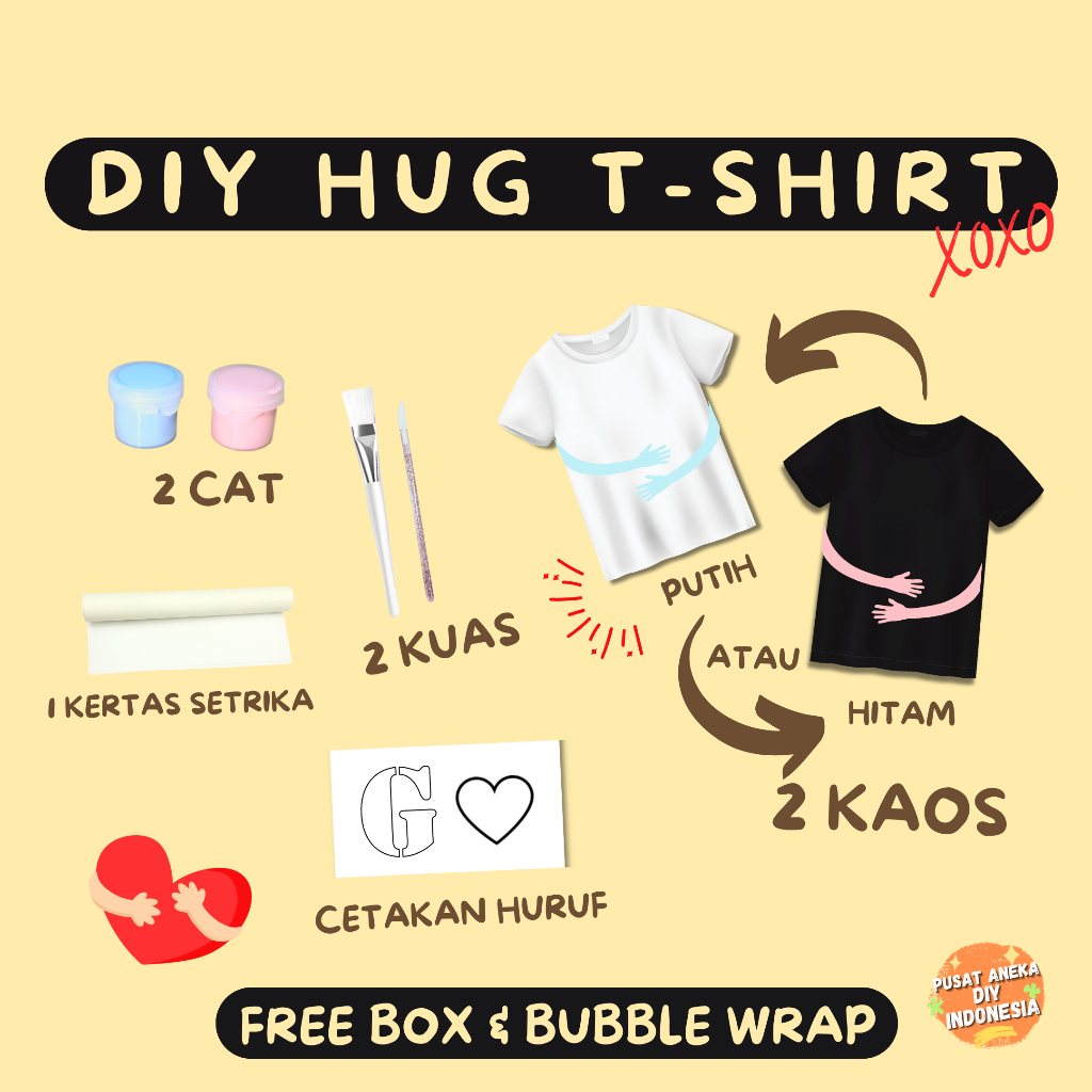 Jual DIY Hug T-Shirt 1 Set Boyfriend Girlfriend Couple | Baju Kaos Polos Kiss Kisses Peluk ...