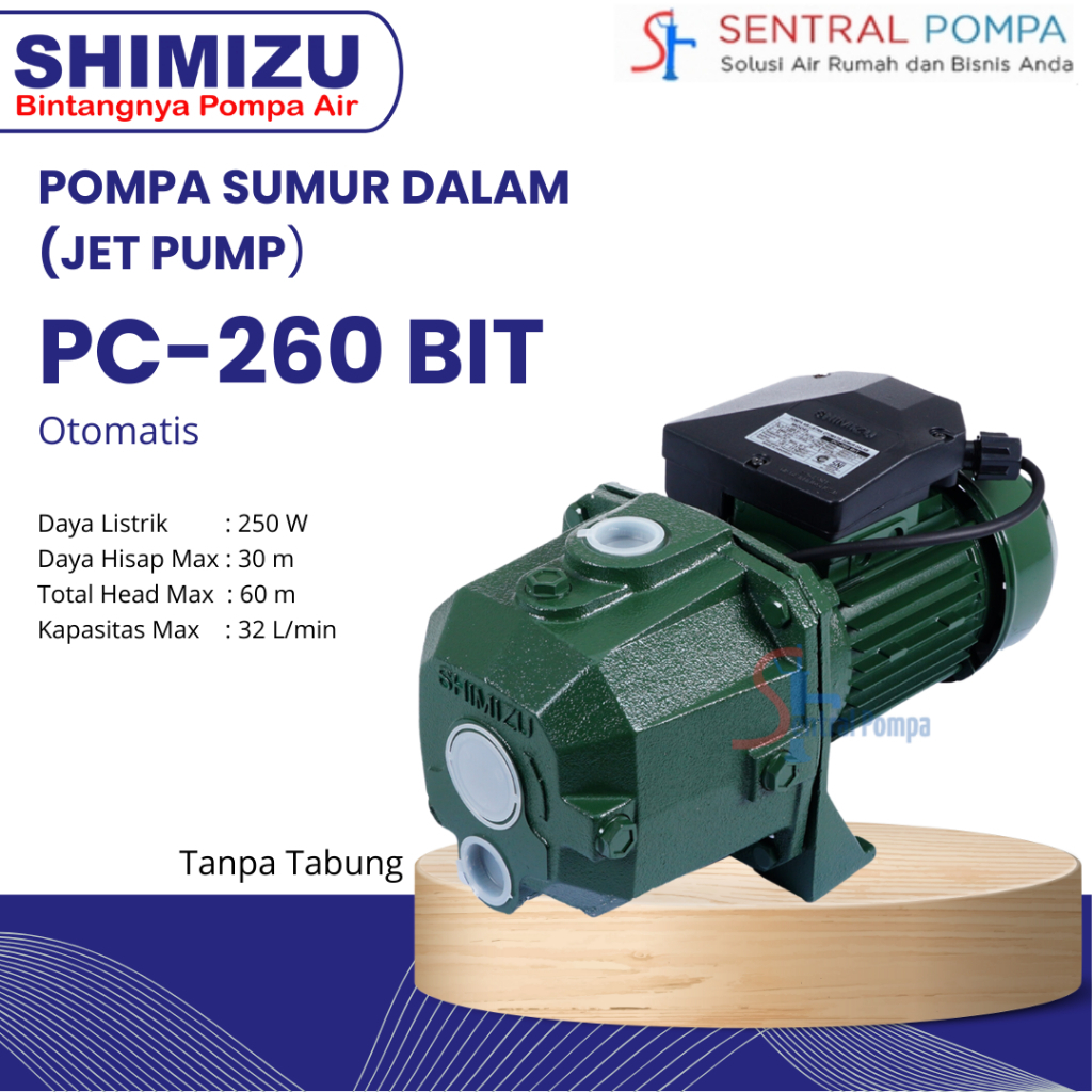 Jual Shimizu PC-260 BIT Pompa Jet Pump 250 watt Tanpa Tabung Jetpam PC 260 | Sentral Pompa ...