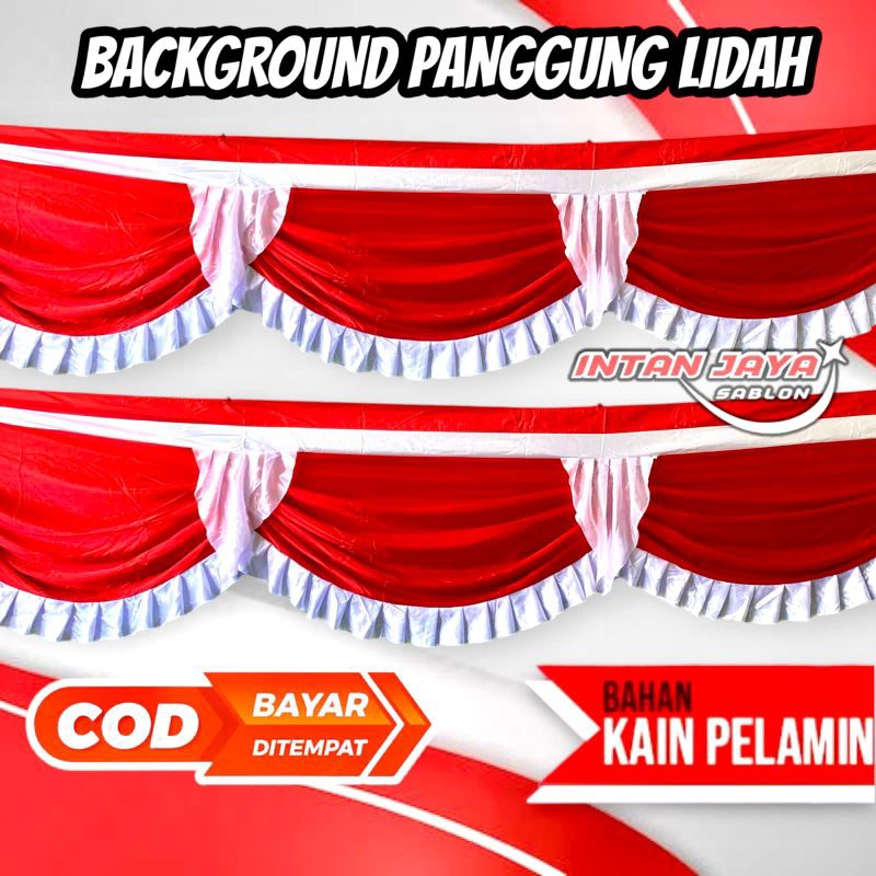 Jual Bendera Background Merah Putih 10 Gelombang/Background Rempel Full Abutay Pelamin/Bendera ...