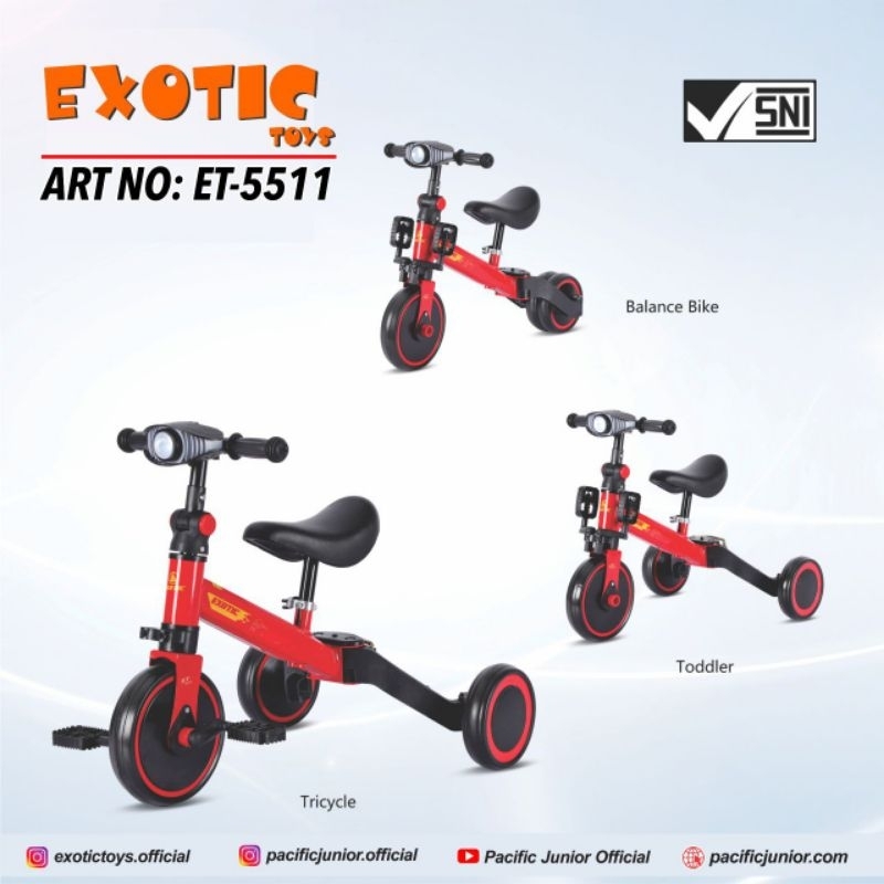 Jual Balance Bike 4in1 Exotic ET-709 Dorong Push Bike ET 709 Roda 3 Gowes ET709 | Shopee Indonesia