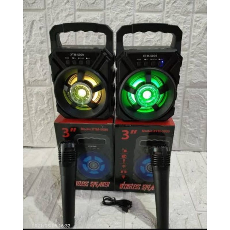 Jual SPEAKER BLUETOOTH KARAOKE LED PORTABLE XTM-5009 PLUS MIC KARAOKE ...