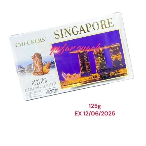 Jual COKLAT SINGAPORE CHECKERS MERLION ALMOND MILK 125g | Shopee Indonesia