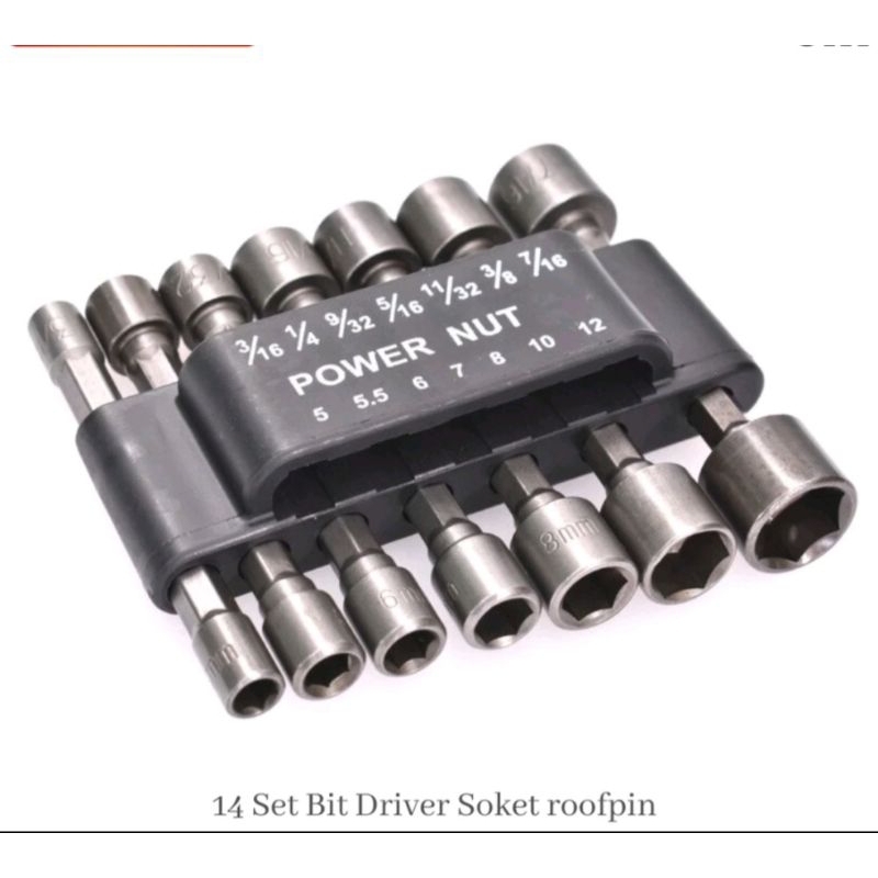 Jual Mata Roofing Set 14 Pcs Power Nut Kunci Socket Mata Bor Baut ...