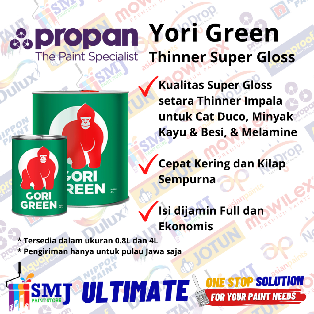 Jual Pengencer Cat Minyak Thinner PROPAN GORI / YORI Green Hijau 1L ...