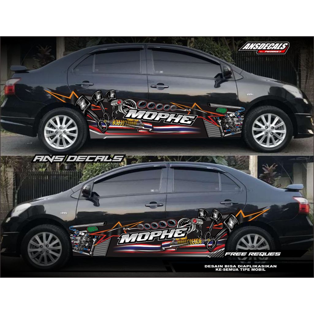 Jual DECAL STICKER BODY SAMPING MOBIL SEDAN VARIASI STIKER MOBIL BALAP ...