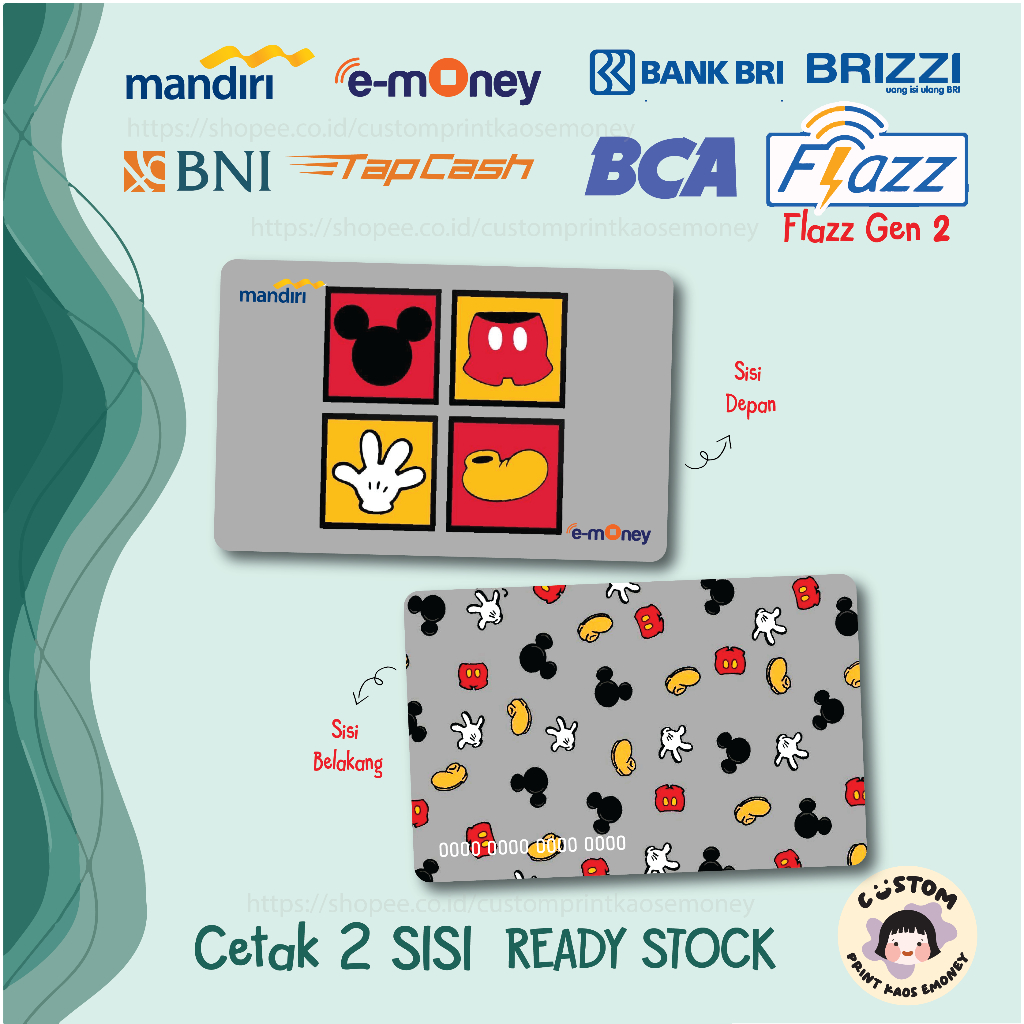 Jual KARTU E MONEY E TOLL ANIME MICKEY MOUSE KARTUN LUCU MANDIRI EMONEY ...