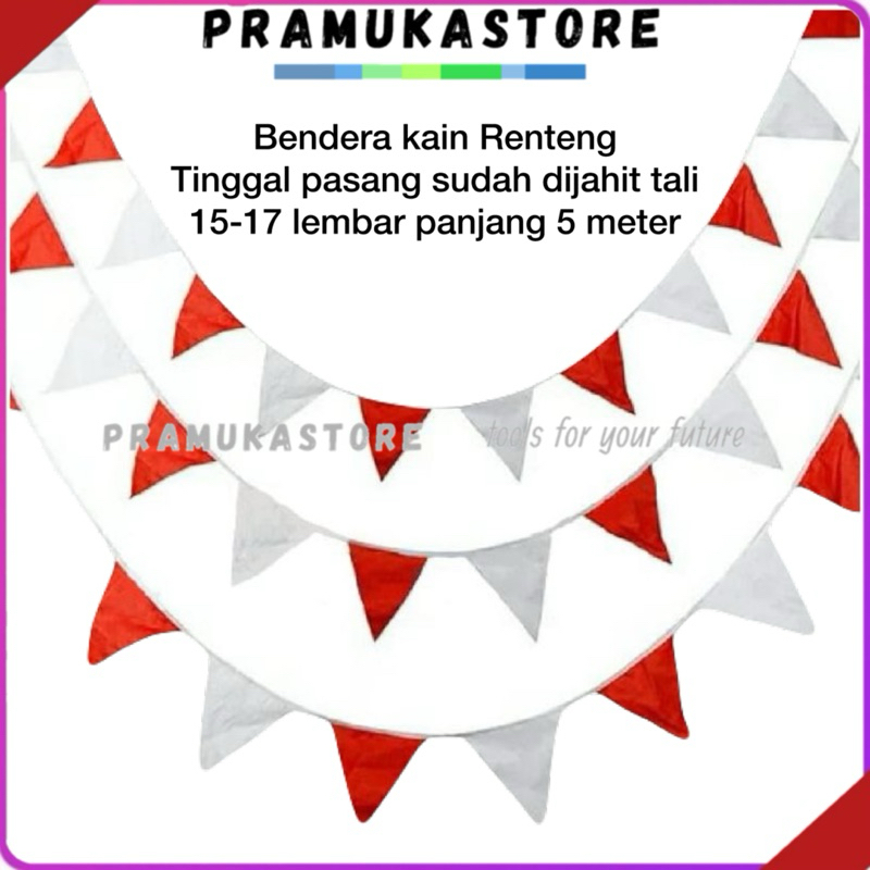 Jual 5 meter bendera segitiga renteng merah putih dan warna-warni | Bendera pesta | Hiasan ulang ...