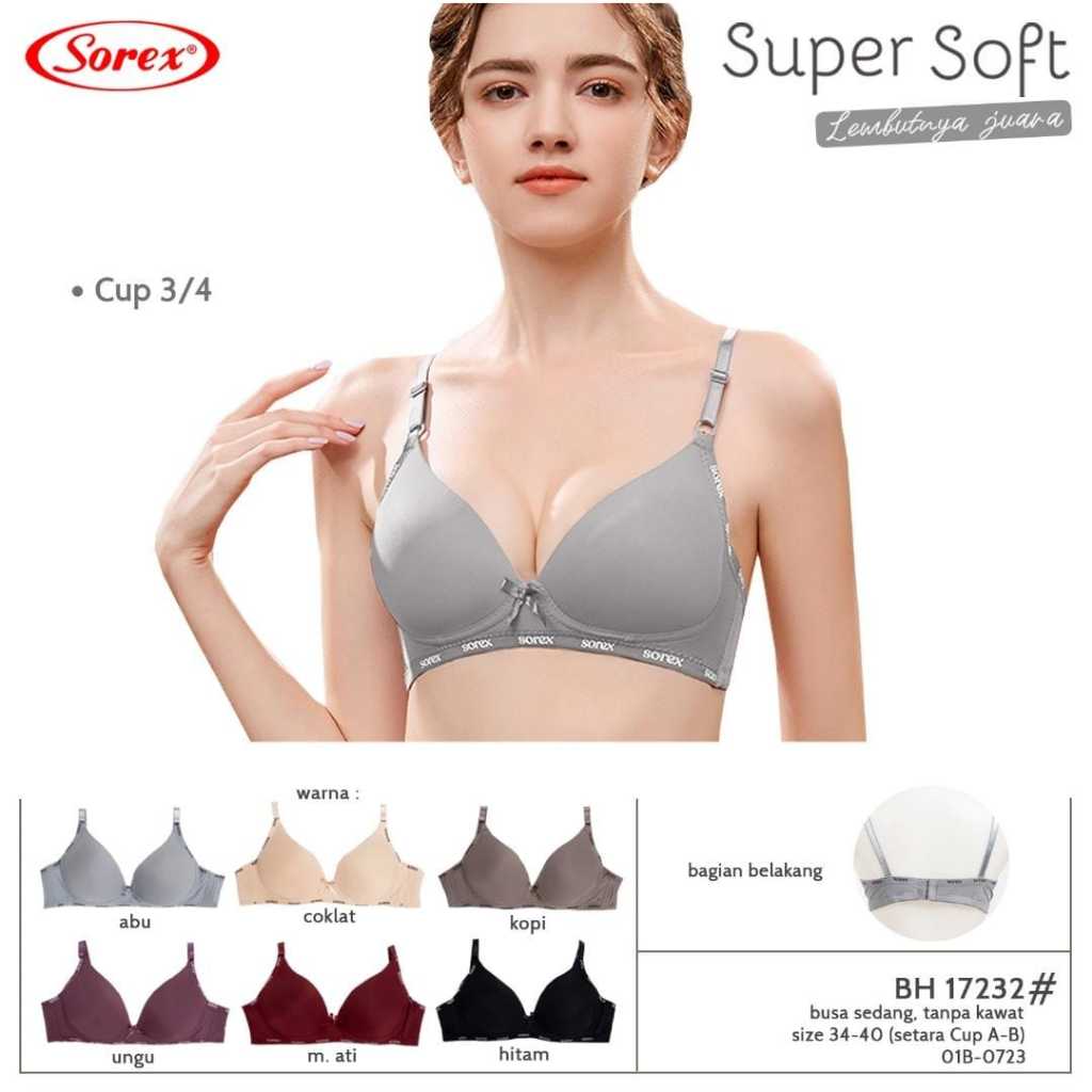 Jual Sorex Bra 17232 Bh Tanpa Kawat Busa Tipis Cup Sedang Size 34 40