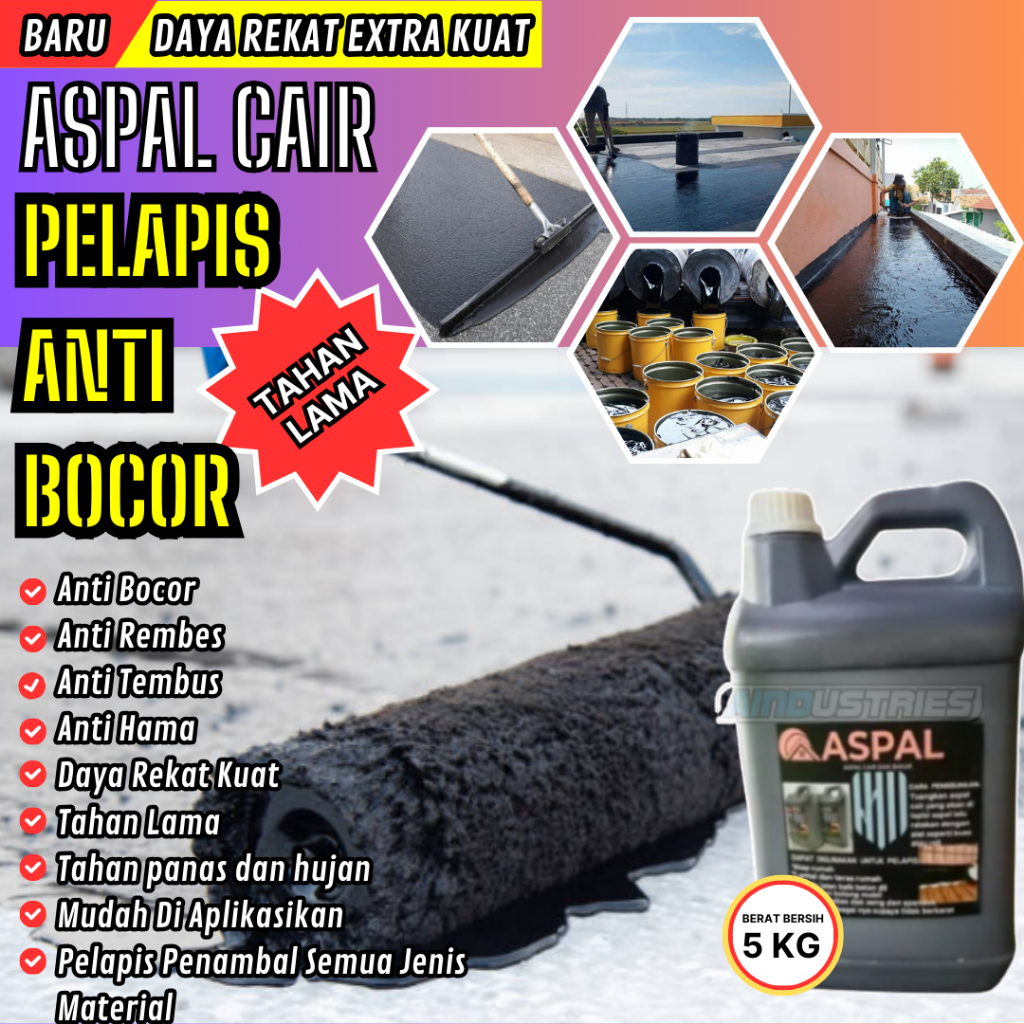 Jual Pelapis Waterproof Besi Anti Bocor Aspal Cair 5 Kg Paint Penambal ...