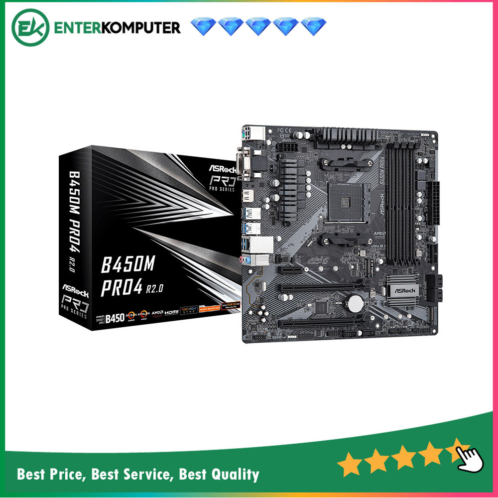 Jual ASRock B450M Pro4 R2.0 (AM4, AMD Promontory B450, DDR4, USB3.2 ...