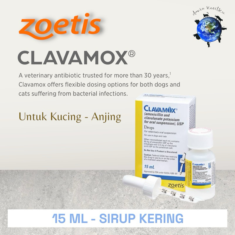 Jual Clavamox Drops Oral Suspension Antibiotik Flu / Catflu / Infeksi Kemih / Infeksi Kulit ...