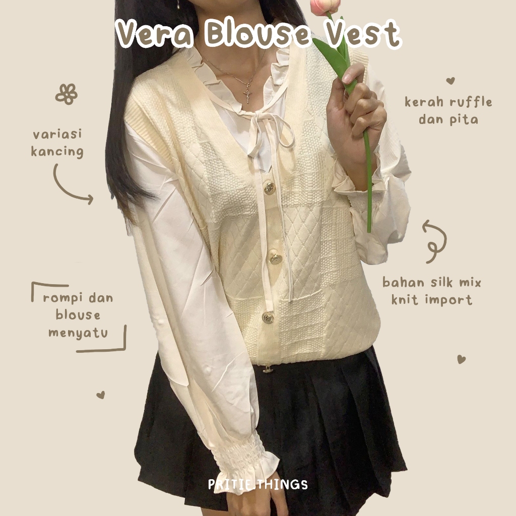 Jual Vera Blouse Rompi Korean Style | Blouse Knit Katun Import | Blouse ...
