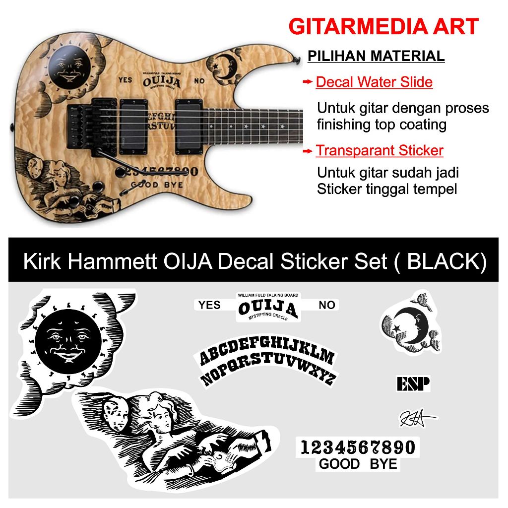Jual STIKER STICKER DECAL OUIJA GUITAR LTD ESP KIRK HAMMETT-STIKER ...