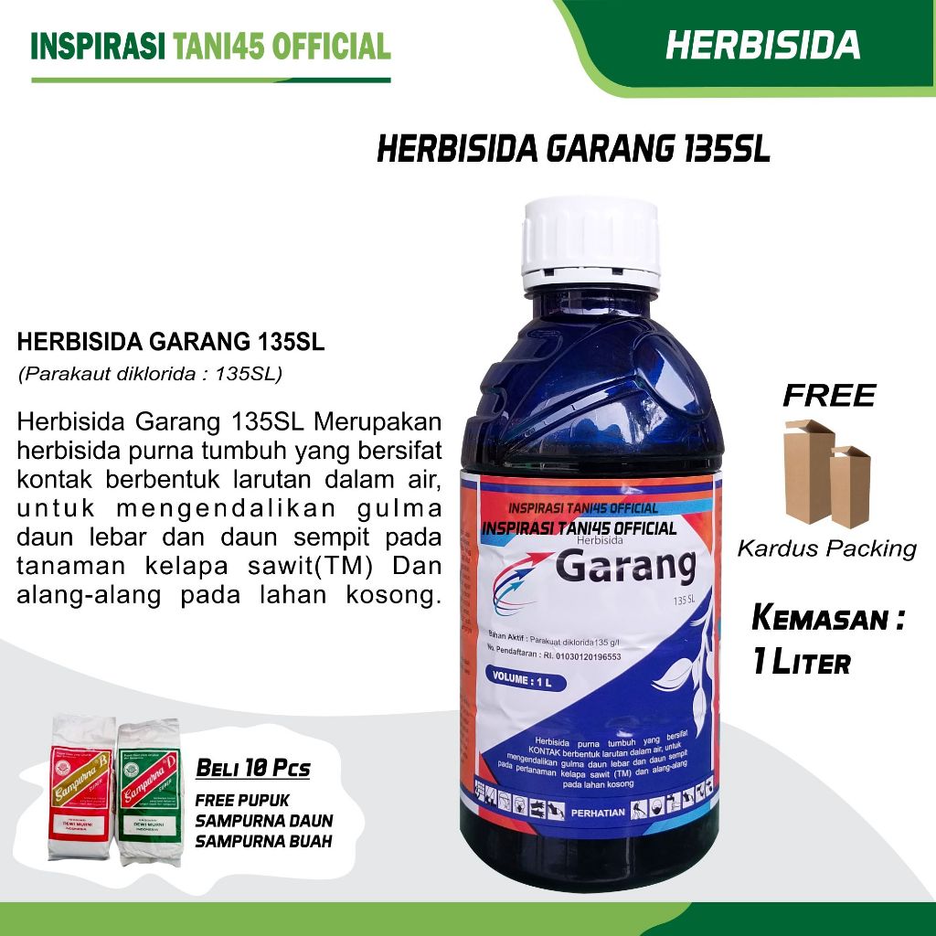 Jual HERBISIDA GARANG 1 Liter 135 SL Herbisida Kontak Langsung Mati Herbisda Pembasmi Rumput ...