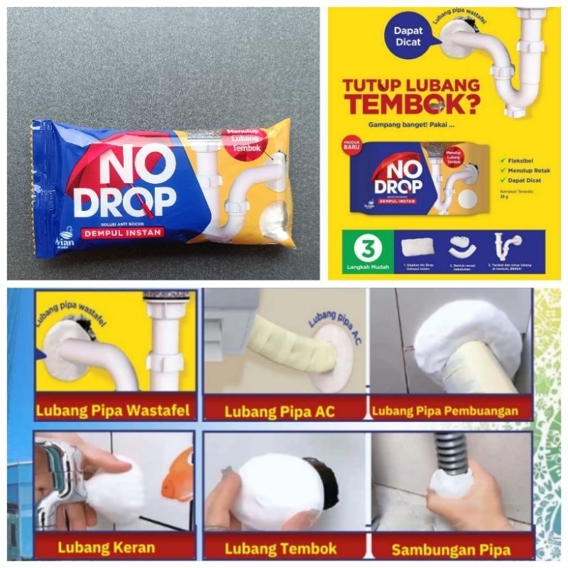 Jual Dempul Instant NO DROP tambal dinding lubang tembok | Shopee Indonesia