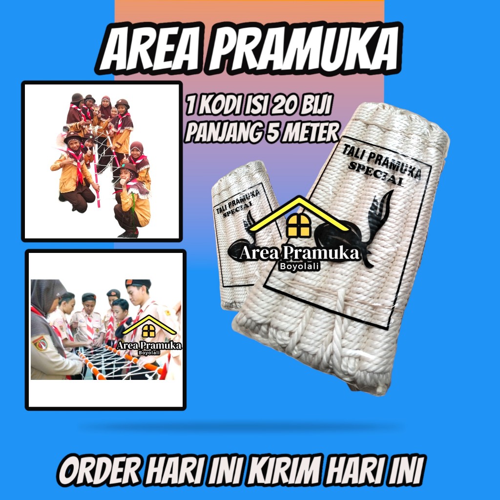 Jual 1 pack tali pramuka serat lurus 5 meter isi 20 biji / tali tambang ...
