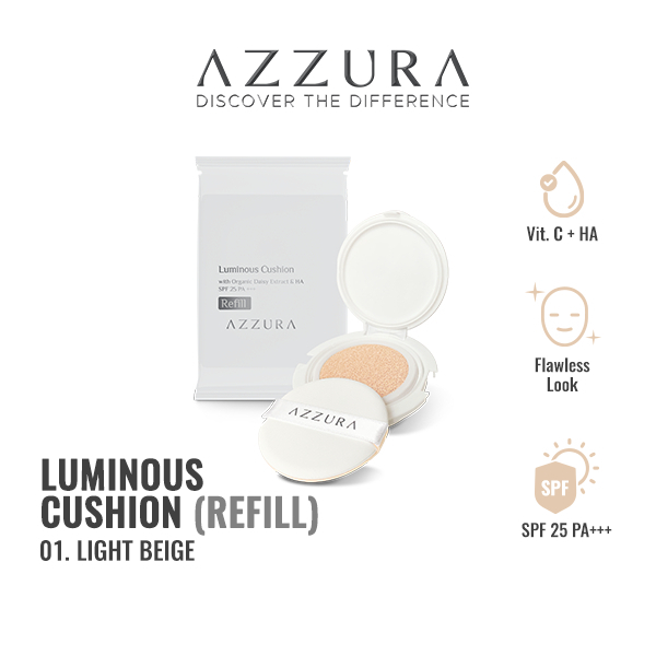 Jual AZZURA Luminous Cushion ( REFILL ) 01 light beige | Shopee Indonesia