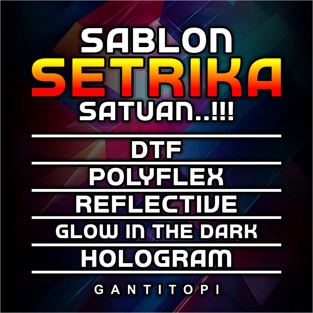 Jual SABLON SETRIKA REFLECTIVE POLYFLEX DTF HOLOGRAM GLOW IN THE DARK ...