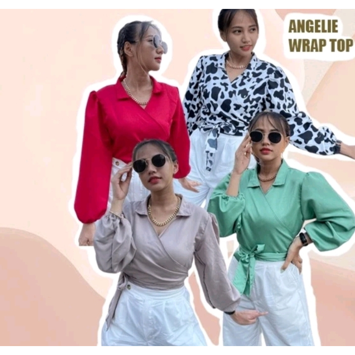 Jual ANGELIE WRAP TOP ATASAN WANITA LENGAN PANJANG ATASAN WANITA KOREAN ...