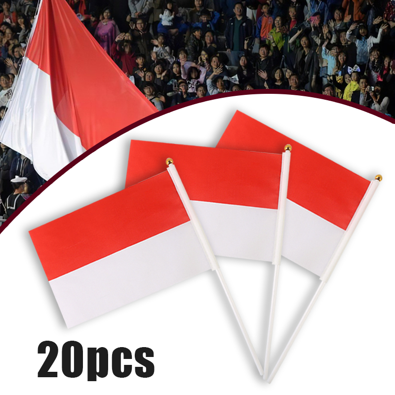 Jual 20PCS Bendera Merah Putih Pawai anti air Bendera Stik Pawai ...