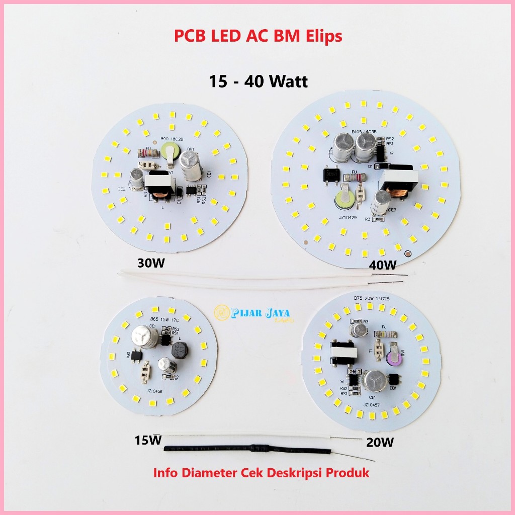 Jual PCB Led BM Elips 15 20 30 40 Watt Nyala Putih Terang PCB Led AC ...