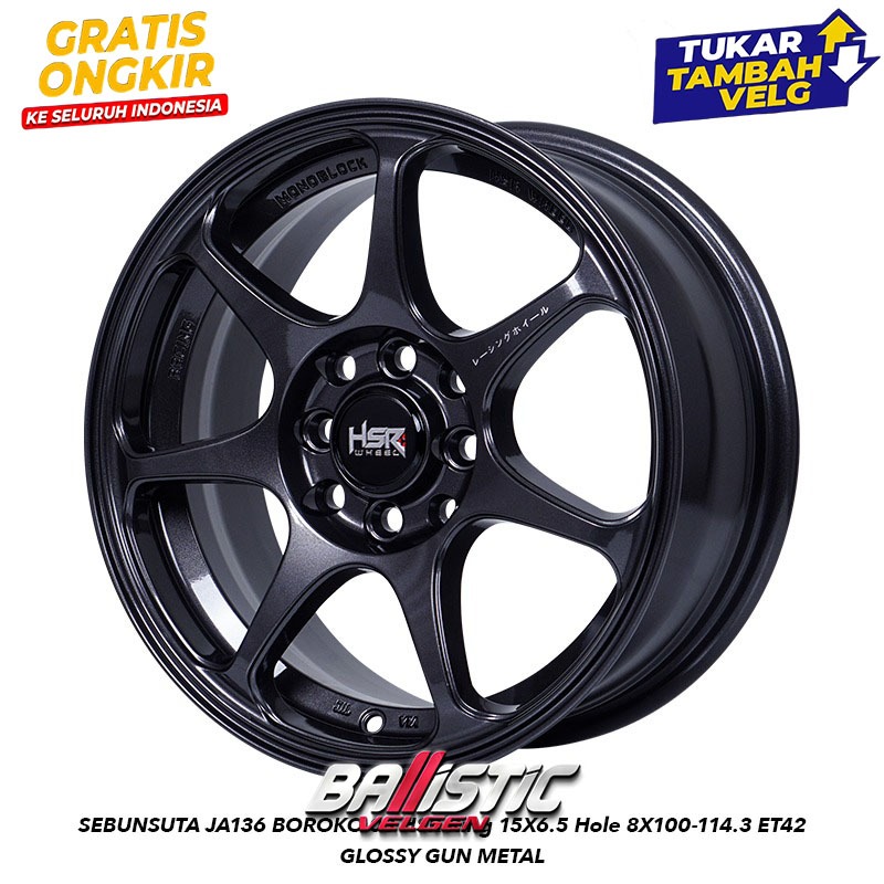Jual Velg Racing Mobil Ring 15 Lubang Baut 4X100 dan 4X114,3 Palek Original HSR Wheel Type ...