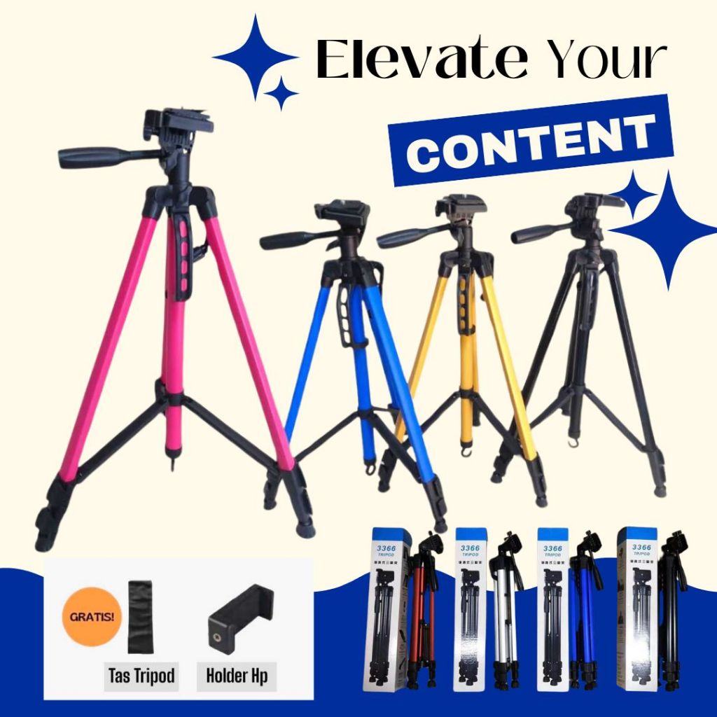Jual TRIPOD Color 3366 Bisa Putar 360 Derajat Compatible Camera ...