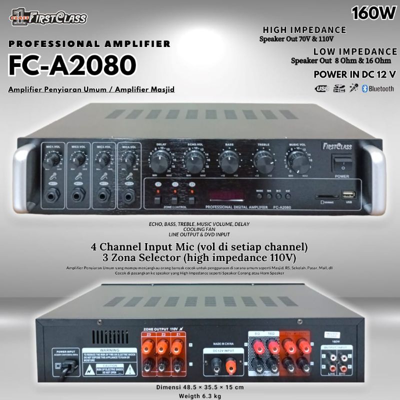 Jual Amplifier Toa Firstclass FC A2080 / FCA 2080 Bluetooth Amplifier ...